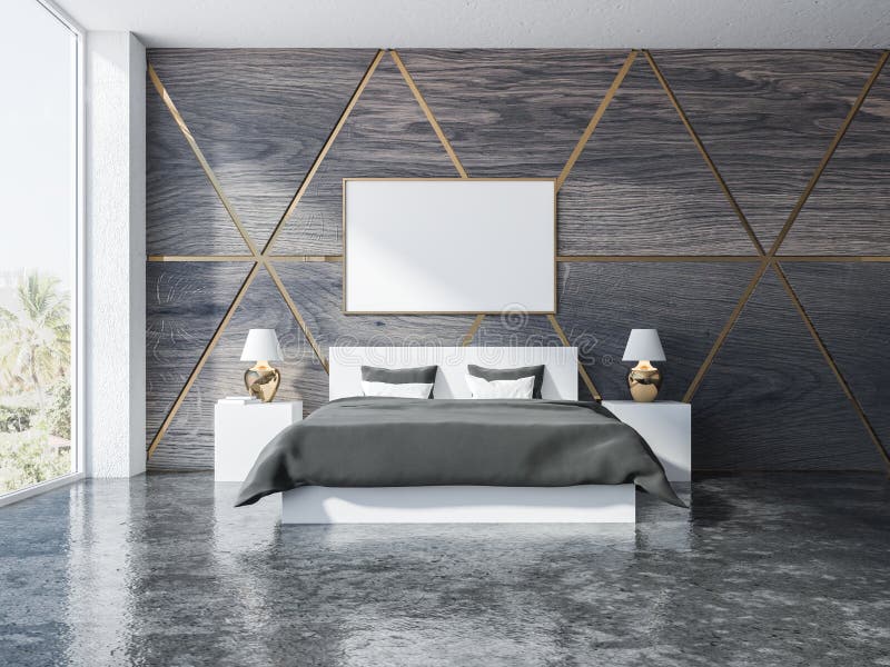 Wooden Triangle Pattern Bedroom Interior, Poster Stock Illustration ...