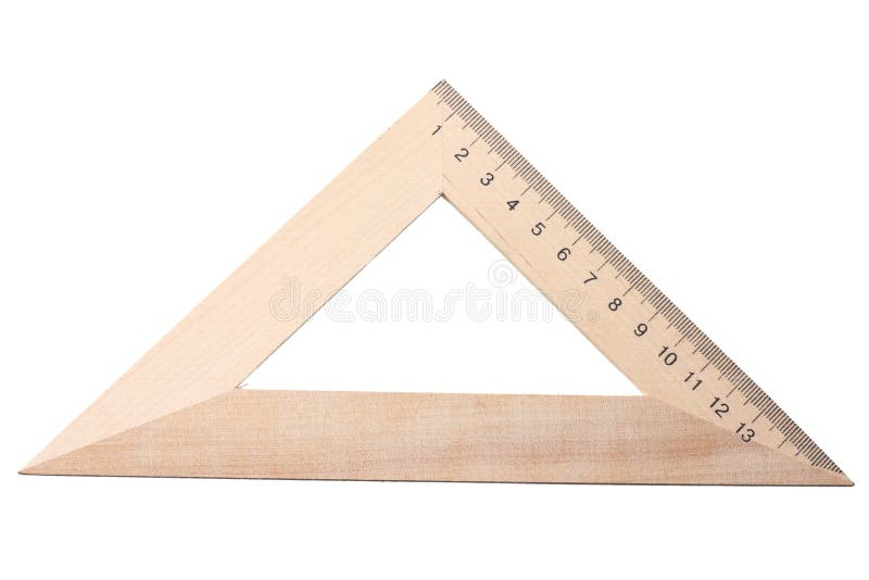Wooden Triangle Ruler Isolated on White Background. Top View Stock ...