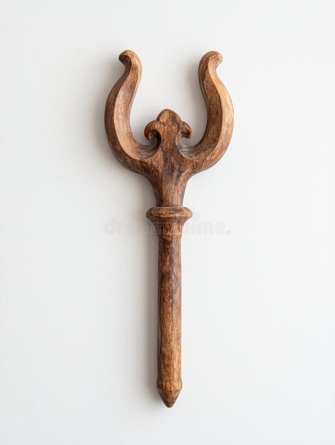Wooden trident-shaped tool stock illustration. Illustration of item ...