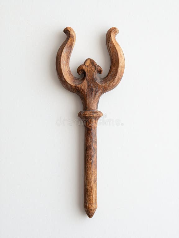 Wooden trident-shaped tool stock illustration. Illustration of item ...