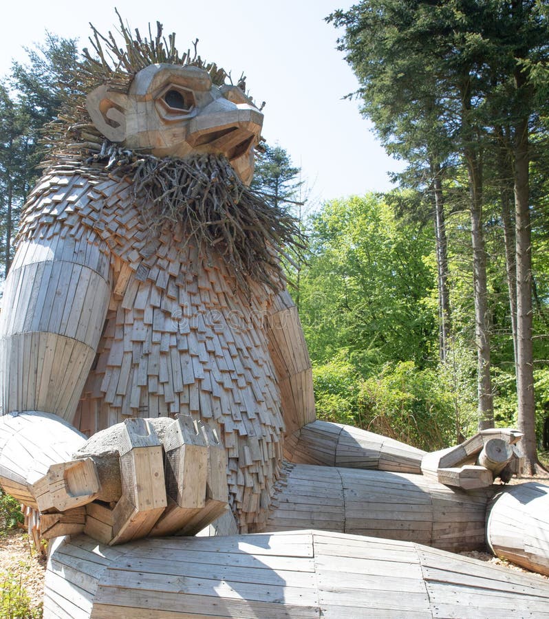 The wooden troll in Hurup. editorial image. Image of wooden - 277842680