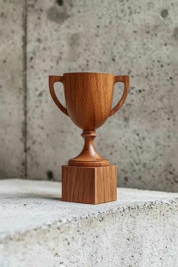 Wooden Trophy on Concrete Surface, Award and Achievement Concept. Stock ...