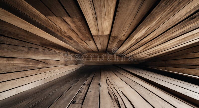 Wooden Tunnel Interior a View of Intersecting Wooden Planks Creating a ...