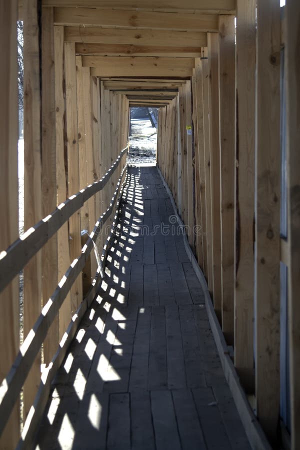 Wooden Tunnel. Passage on a Wooden Tunnel Stock Image - Image of ...