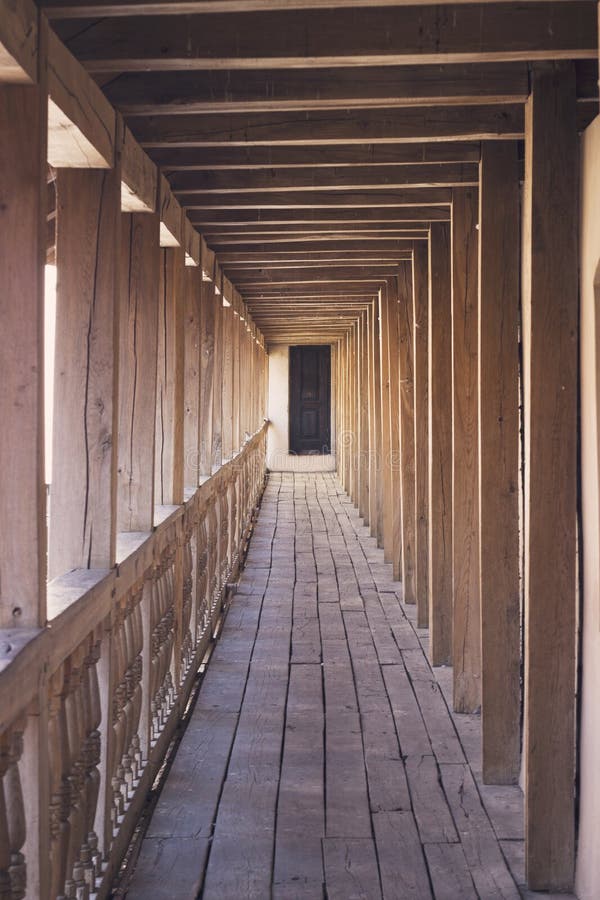 Wooden Tunnel with Road and Door Ahead Stock Image - Image of ...