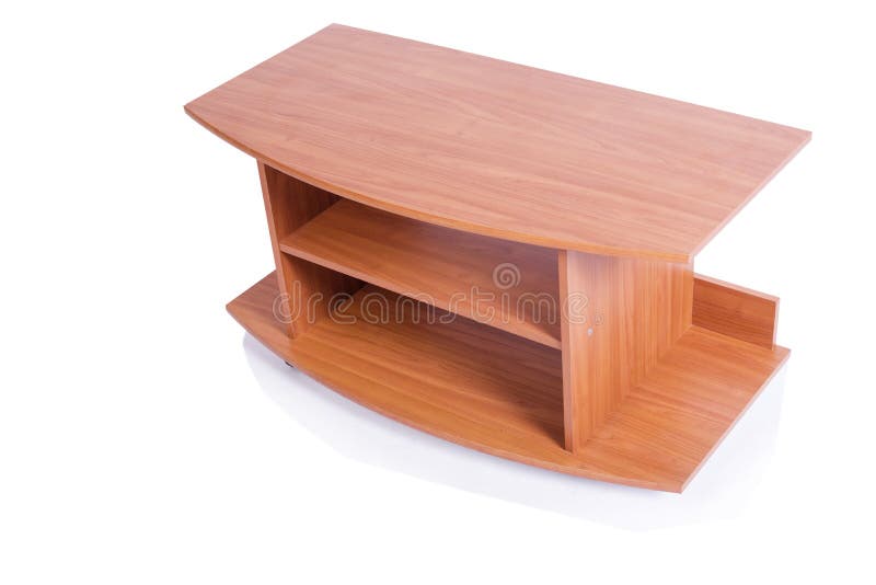 The Wooden Tv Stand on White Background Stock Image - Image of screen ...
