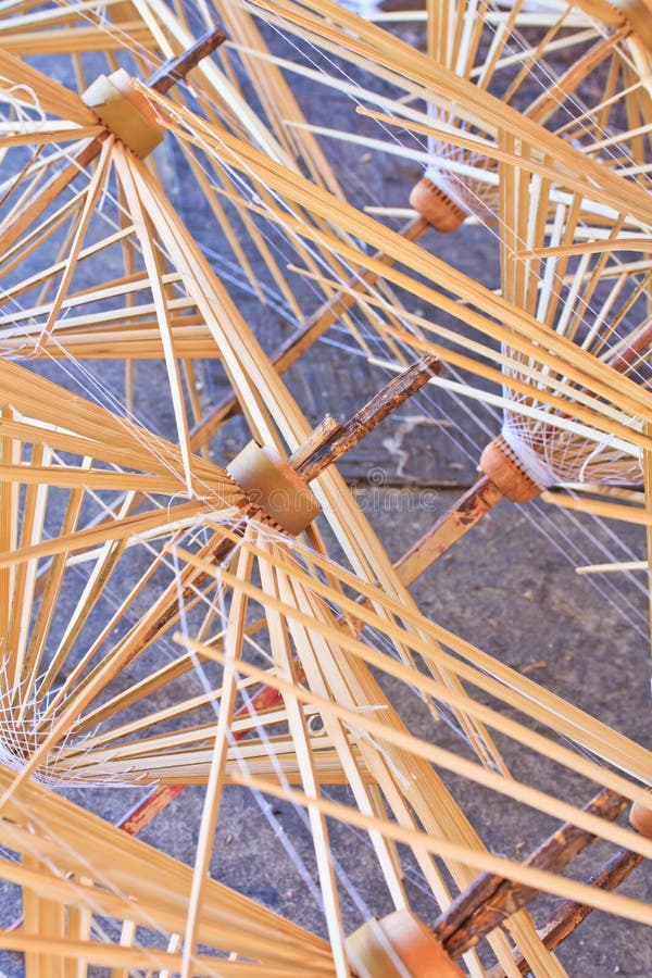 Wooden umbrella frames stock photo. Image of light, rough - 34281680