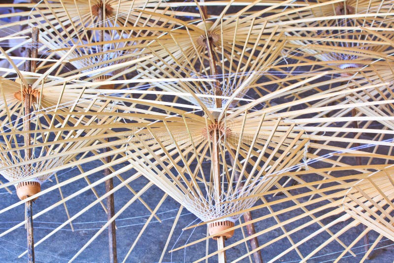 Wooden umbrella frames stock photo. Image of mesh, rustic - 35193716