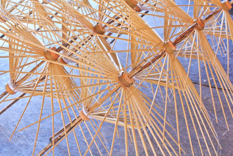 Wooden umbrella frames stock image. Image of decor, rustic - 35193771