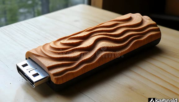 Hand-Carved Wooden USB Drive Stock Illustration - Illustration of ...