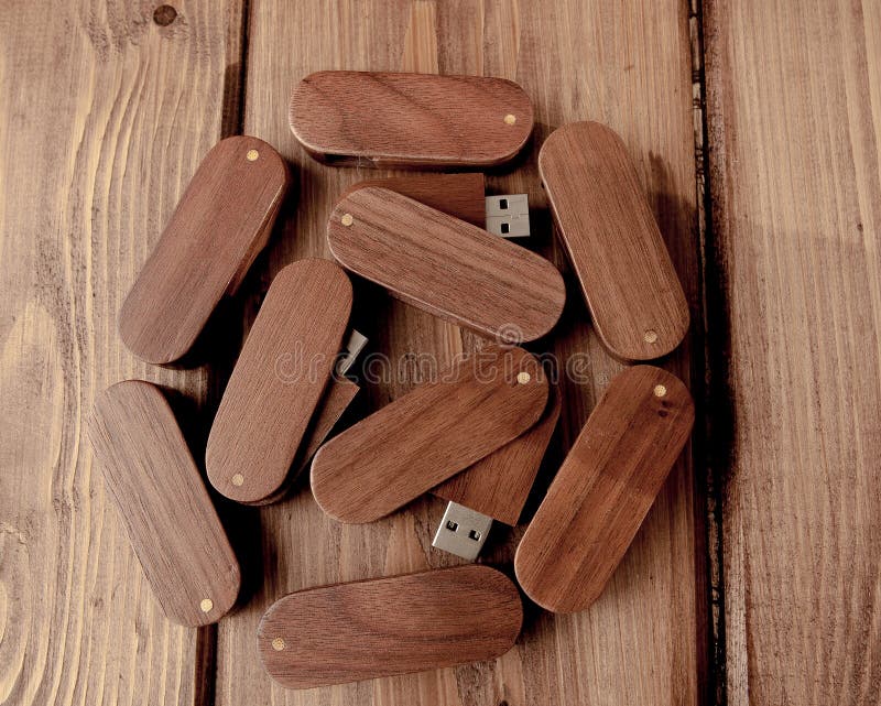 Wooden Usb Flash Drive on Wooden Desk Stock Photo - Image of business ...