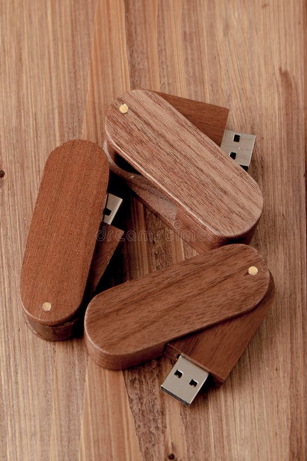 Wooden Usb Flash Drive on Wooden Desk Stock Image - Image of flash ...