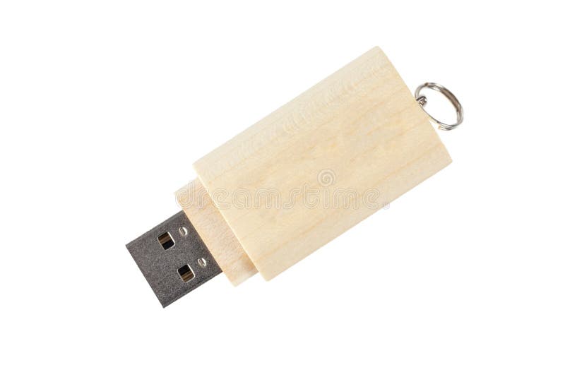 Wooden USB Flash Memory Isolated on White Stock Image - Image of stick ...