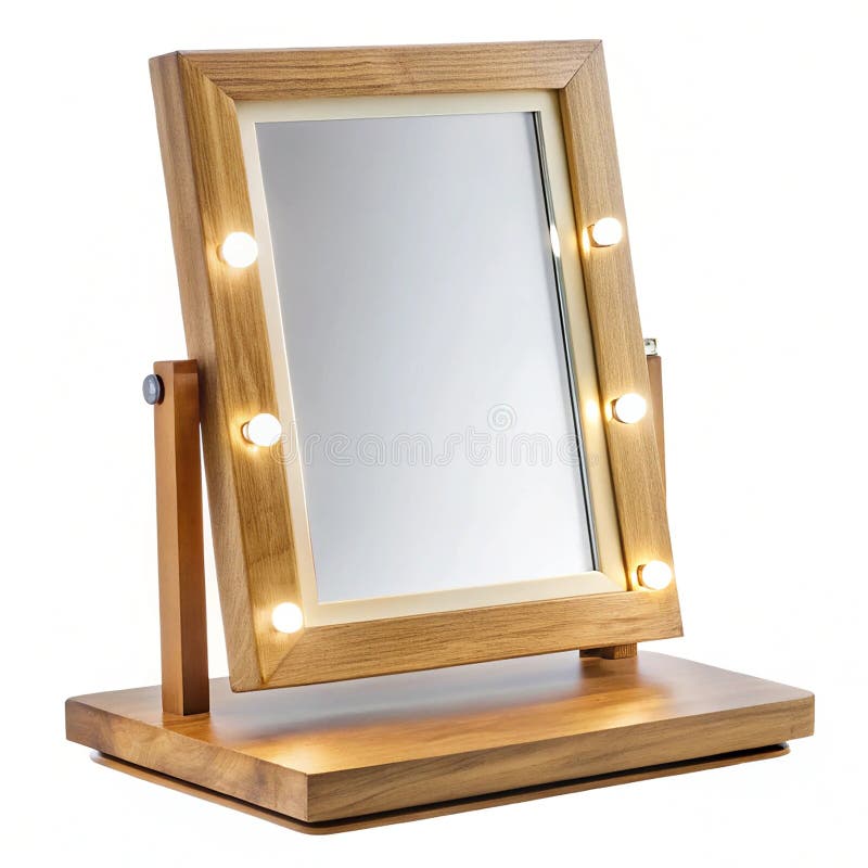 Wooden Vanity Mirror with Backlit LED Frame Stock Illustration ...