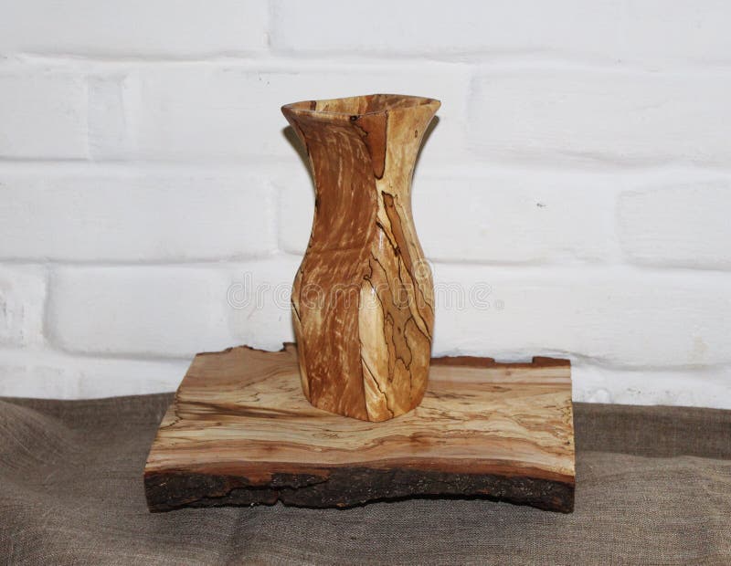 Wooden Vase in a Rustic Style Stock Image - Image of loft, natural ...