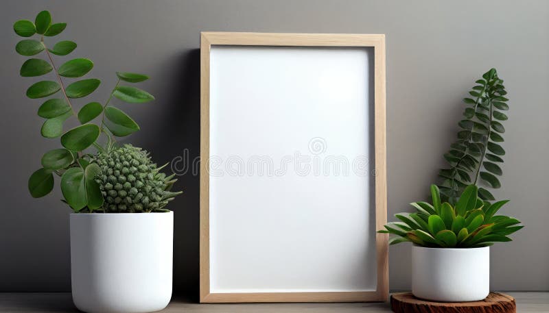 Wooden Vertical Frame with White Blank Card. AI Generated Stock ...