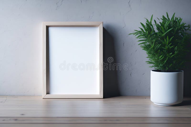 Wooden Vertical Frame with White Blank Card. Ai Generative Stock ...