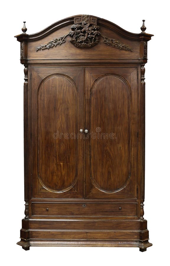 Wooden Vintage Cabinet on White Background Stock Photo - Image of ...