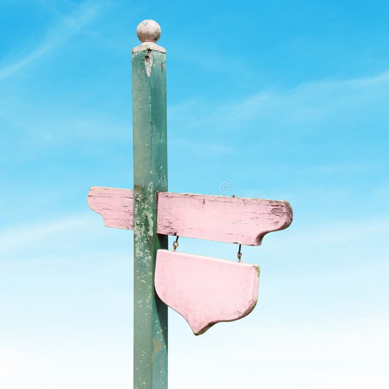 Wooden Vintage Signboard on Blue Sky Background Stock Image - Image of ...