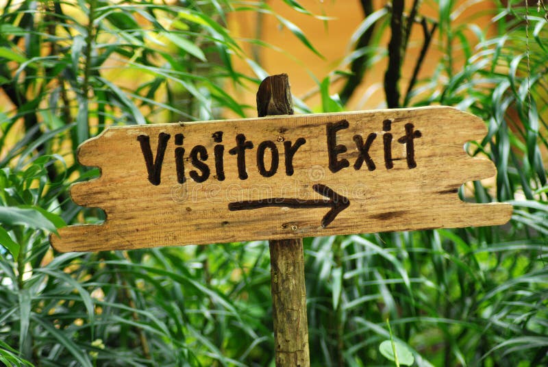 Wooden Visitor Exit Sign Board Stock Image - Image of pointing ...