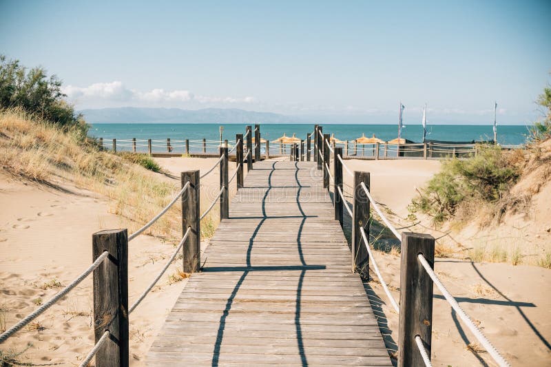 Wooden Walkway on the Beach To Access the Water Stock Image - Image of ...
