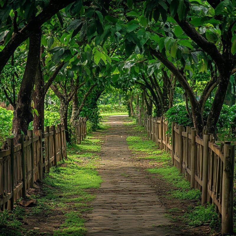 Wooden Walkway in the Forest. Pathway in the Forest Stock Illustration ...