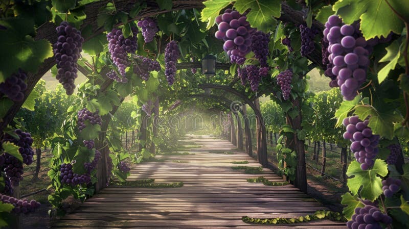 A Serene Vineyard Pathway. AI Generated Stock Photo - Image of outdoors ...