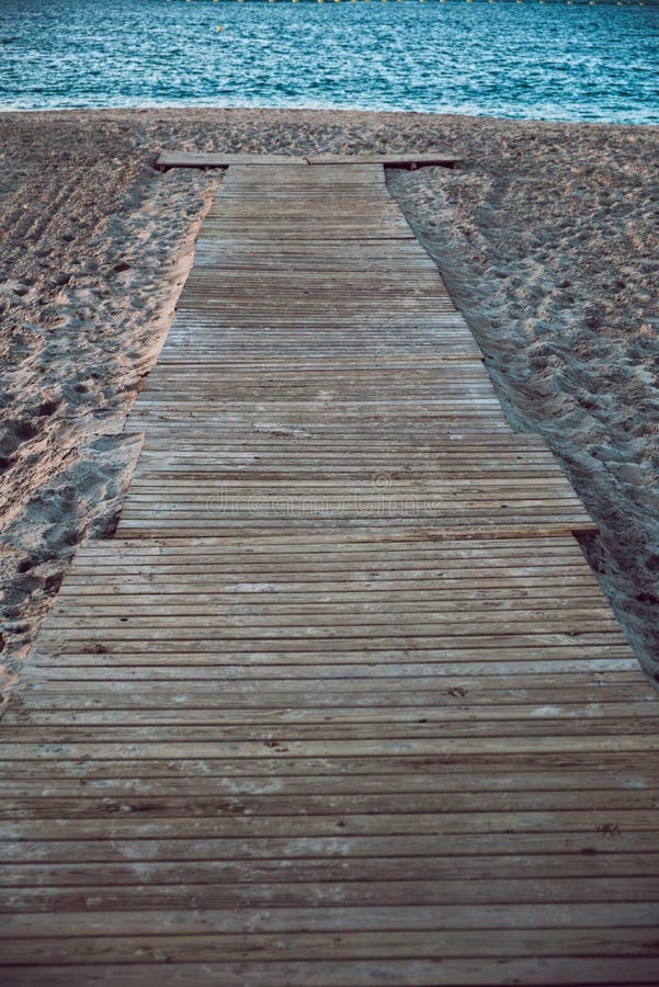 Wooden Walkway on the Sandy Beach Stock Image - Image of walkway ...