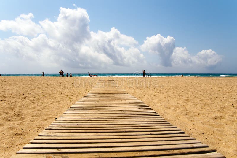 Wooden Walkway on the Sandy Beach Stock Image - Image of natural ...