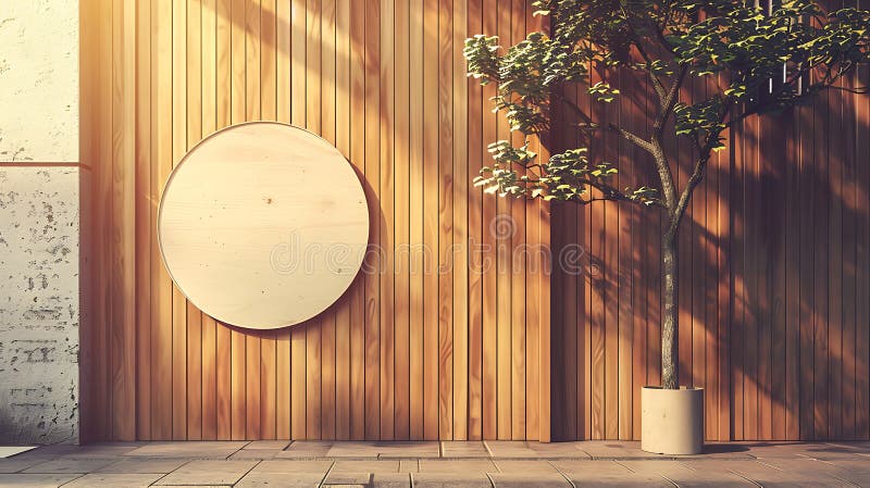 A Wooden Wall with a Circular Mockup Signboard in a Street Setting ...
