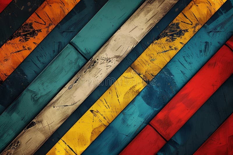 A Wooden Wall Featuring a Vibrant Display of Red, Yellow, Blue, and ...