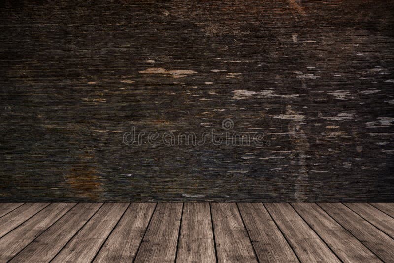 Wooden Wall and Floor in Perspective View, Grunge Background. for Put ...