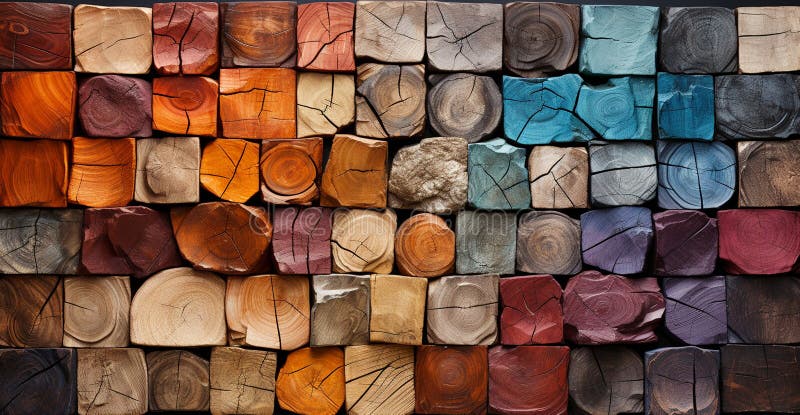 Wooden Wall Made of Different Types of Wood. Background Texture ...