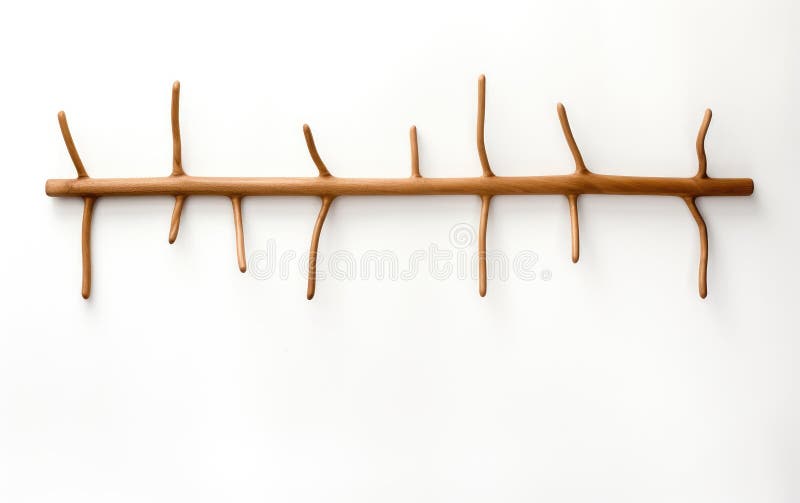 Wooden Wall Mounted Coat Rack on White Background Stock Illustration ...