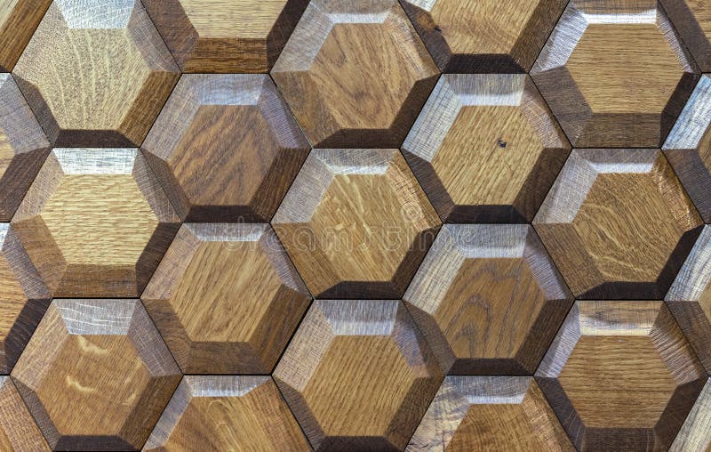 Wooden Wall Panel with 3D Effect. Panel from Volume Oak Honeycombs ...