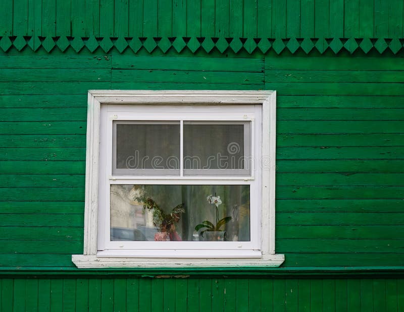 Wooden Wall with a Small Window Stock Image - Image of paint, home ...