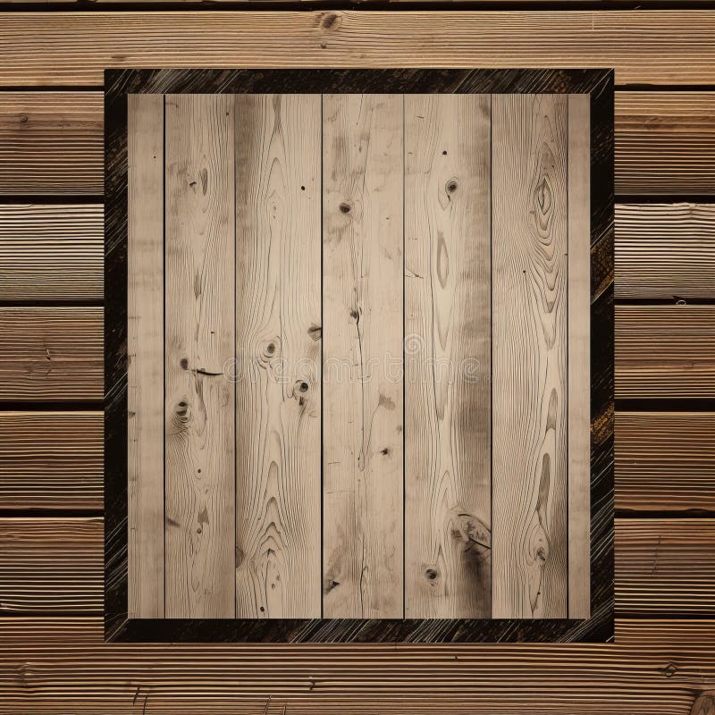 A Wooden Wall with a Square Frame on it Stock Illustration ...