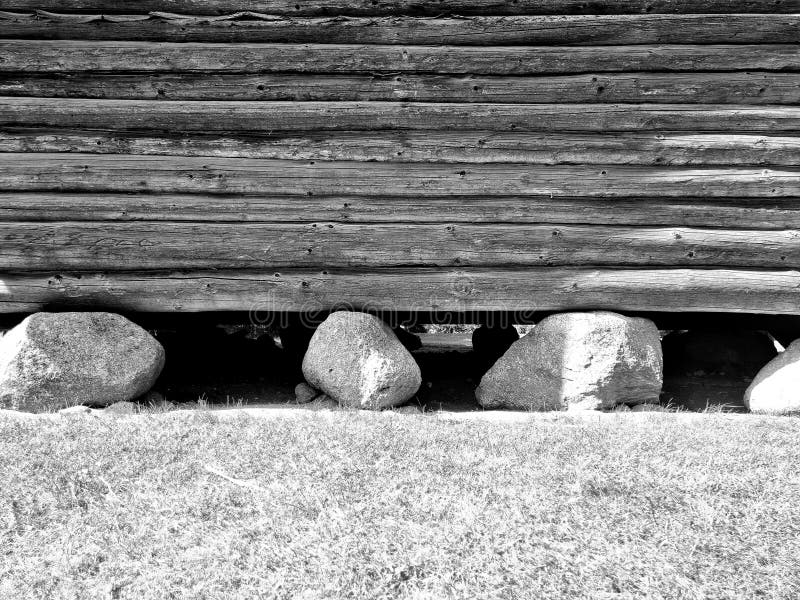 Wooden Wall on Stone Foundations Stock Image - Image of traditional ...