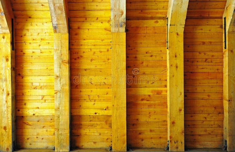 Wooden wall and supports stock photo. Image of mountain - 20160136