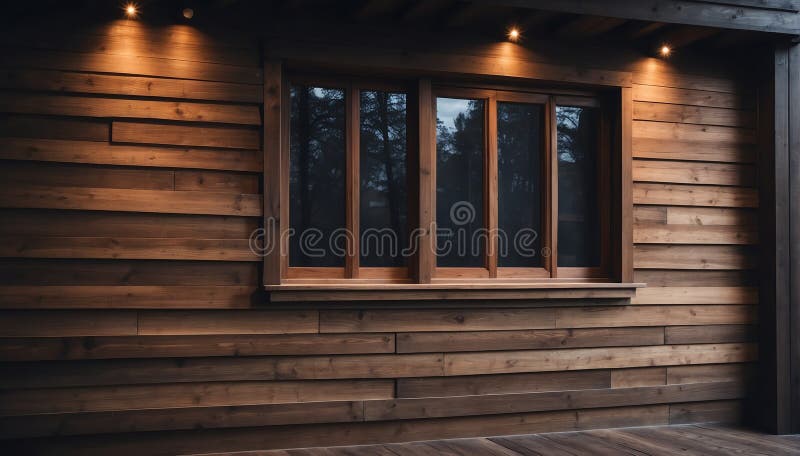 Wooden Wall with Window and Dramatic Lighting on House Ai Generated ...