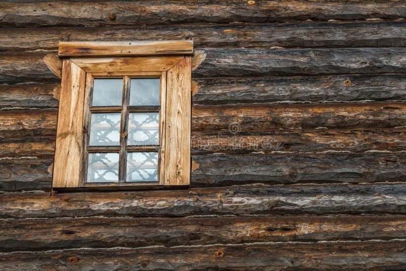 Wooden wall with window stock photo. Image of exterior - 84118290