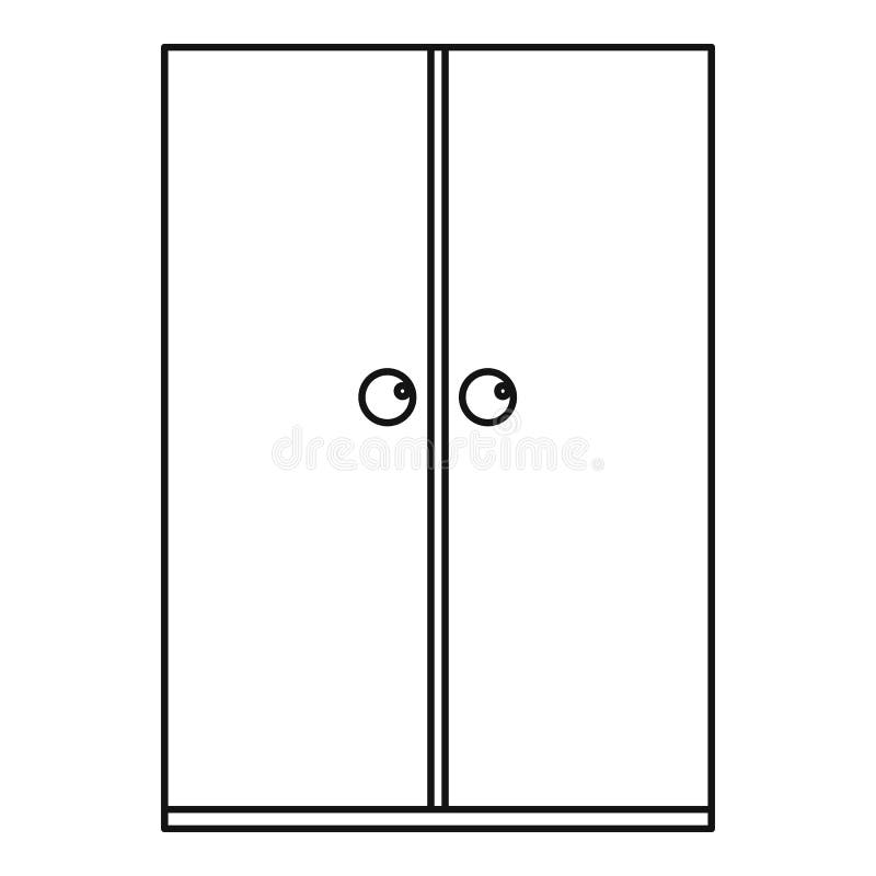 Wooden Wardrobe Icon Outline Stock Vector - Illustration of design ...