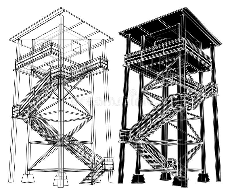 Wooden Watch Tower Vector. Construction Structure Illustration Isolated ...