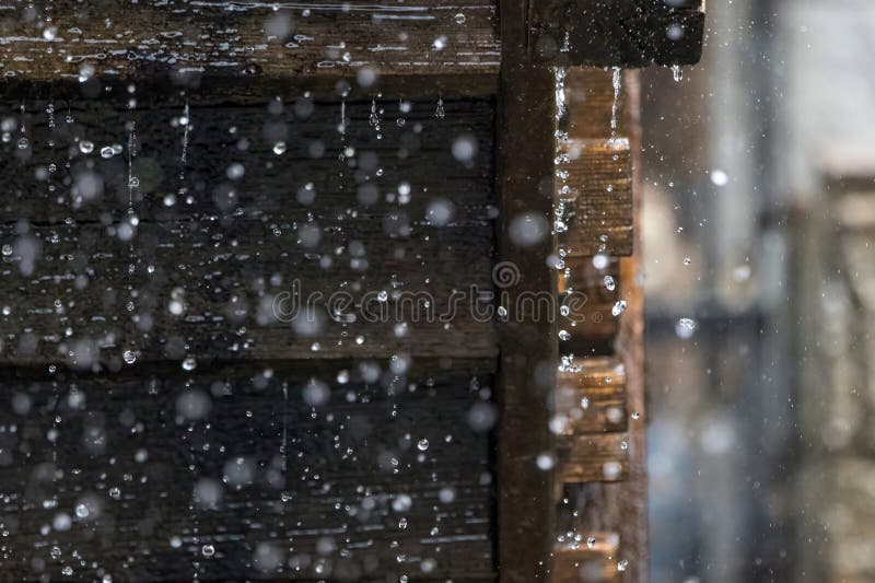 Wooden Water Wheel with Splashing in Japan Stock Image - Image of close ...