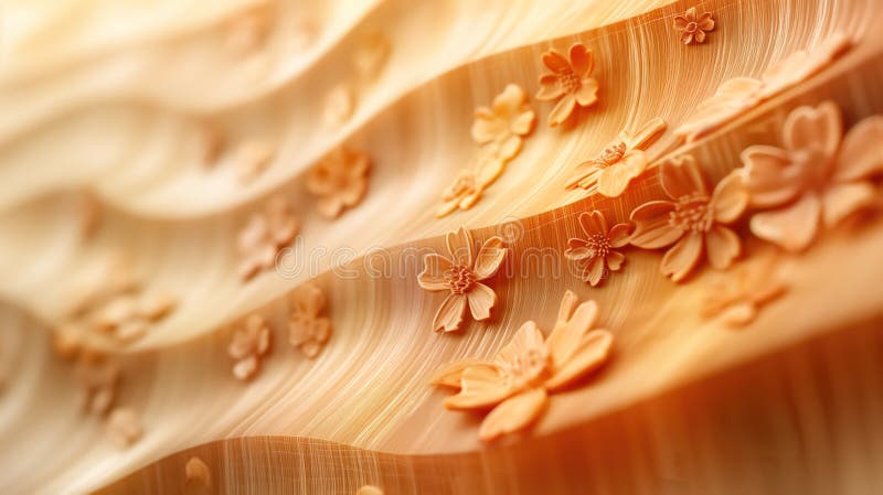 Wooden Waves and Flowers Abstract Elegant Background. Generative AI ...