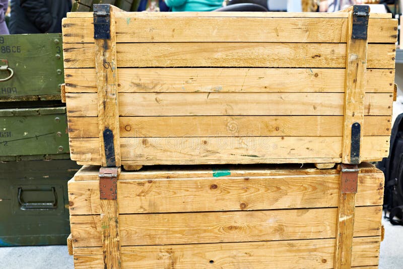 Wooden weapons boxes stock photo. Image of military, ammunition - 89087110