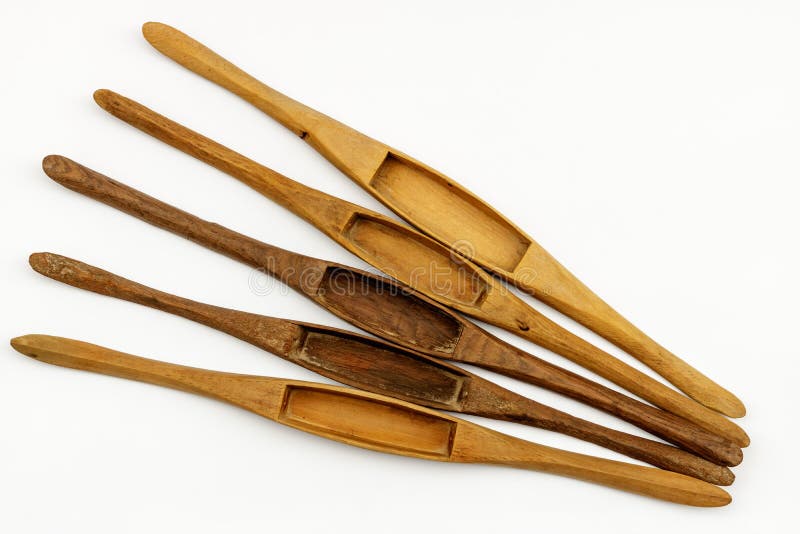 Wooden Weaving Shuttle Isolated on White Background. Stock Photo ...