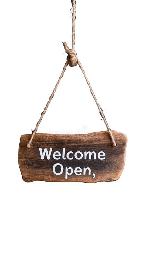 Wooden Welcome Open Sign Hanging on Transparent Background Stock Photo ...