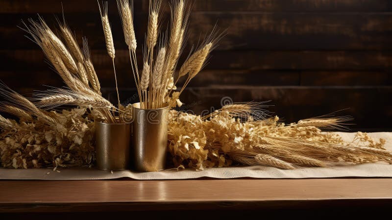 Wooden wheat table stock illustration. Illustration of organic - 327677342