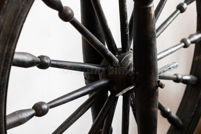 Wooden Wheel Vintage Spinning Wheel Close Up Stock Image - Image of ...